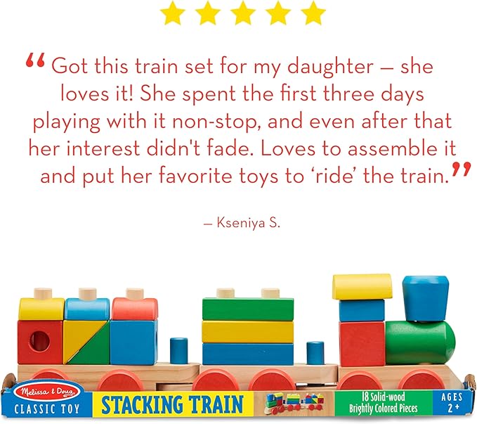 Melissa & Doug: Wooden Stacking Train Learning Toy Vehicle